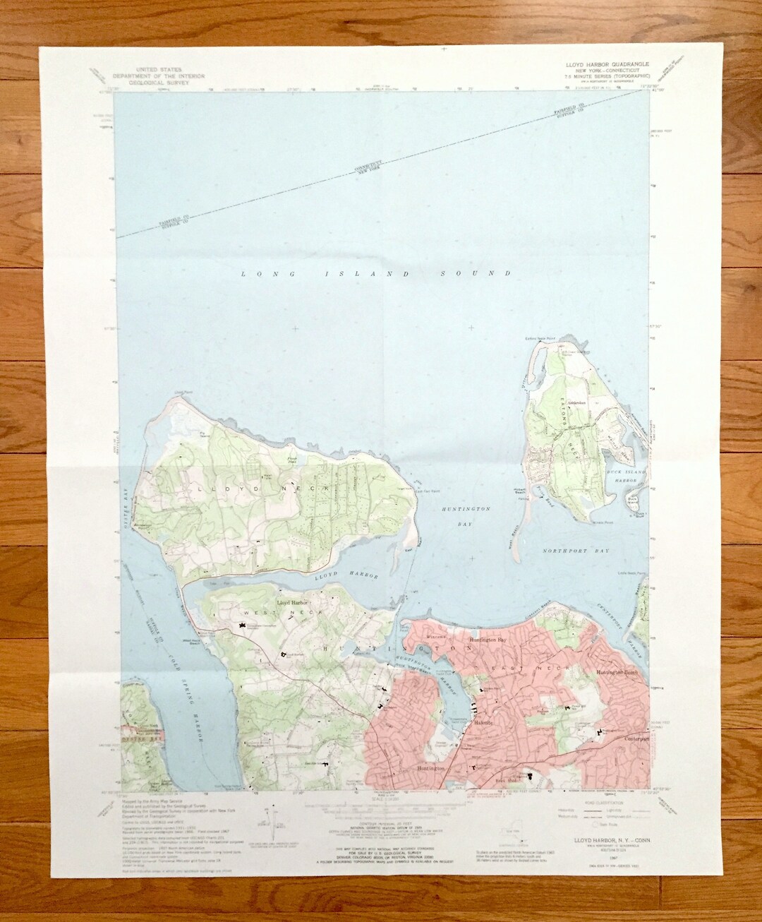 Antique Lloyd Harbor, New York 1967 US Geological Survey Topographic ...