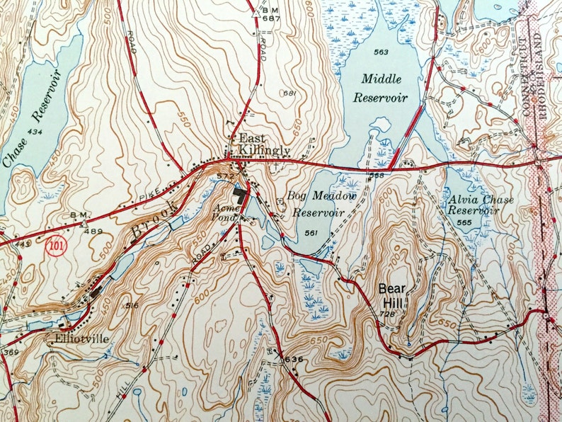 Antique Killingly Connecticut 1945 US Geological Survey | Etsy