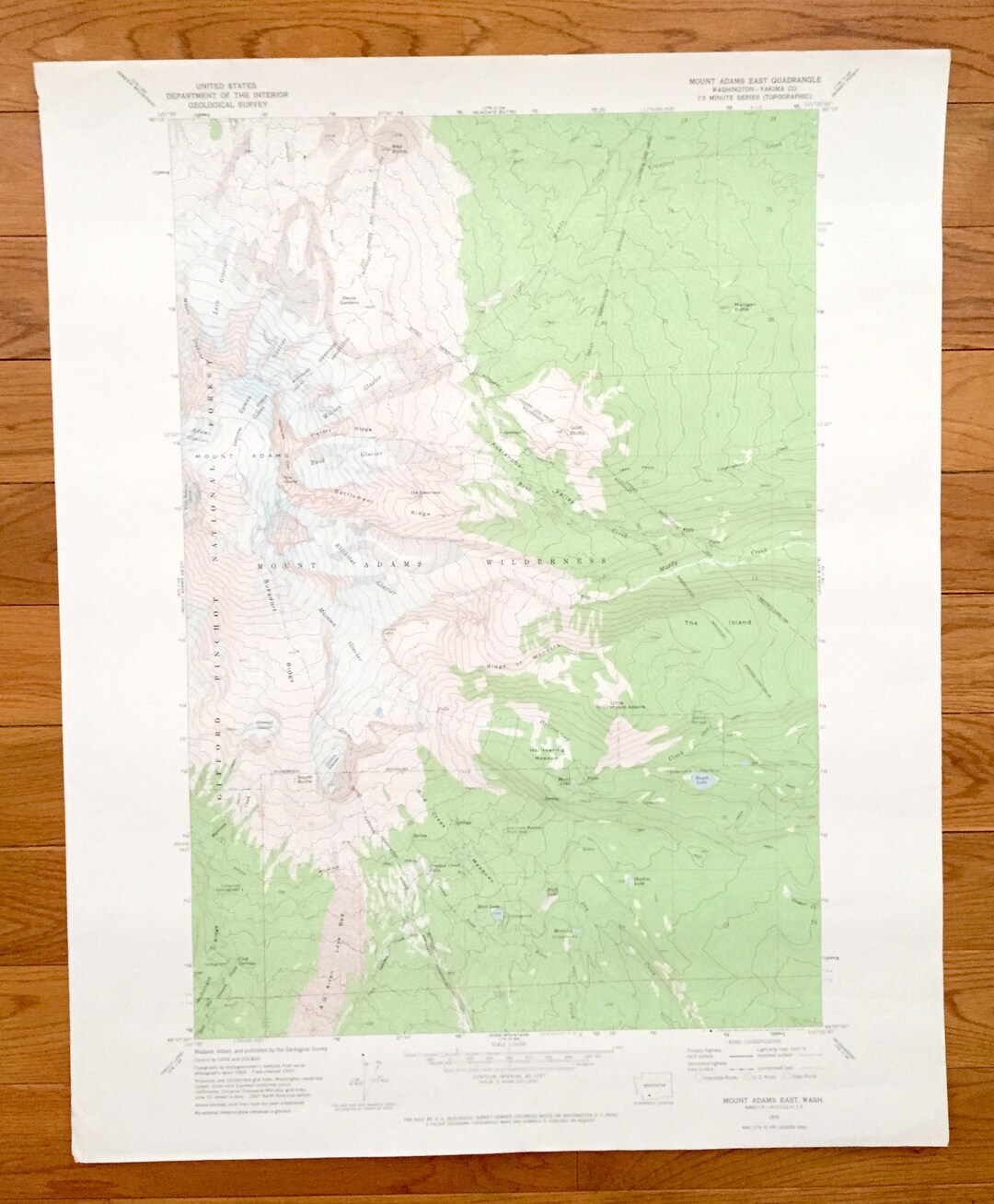 Antique Mount Adams, Washington 1970 US Geological Survey Topographic ...