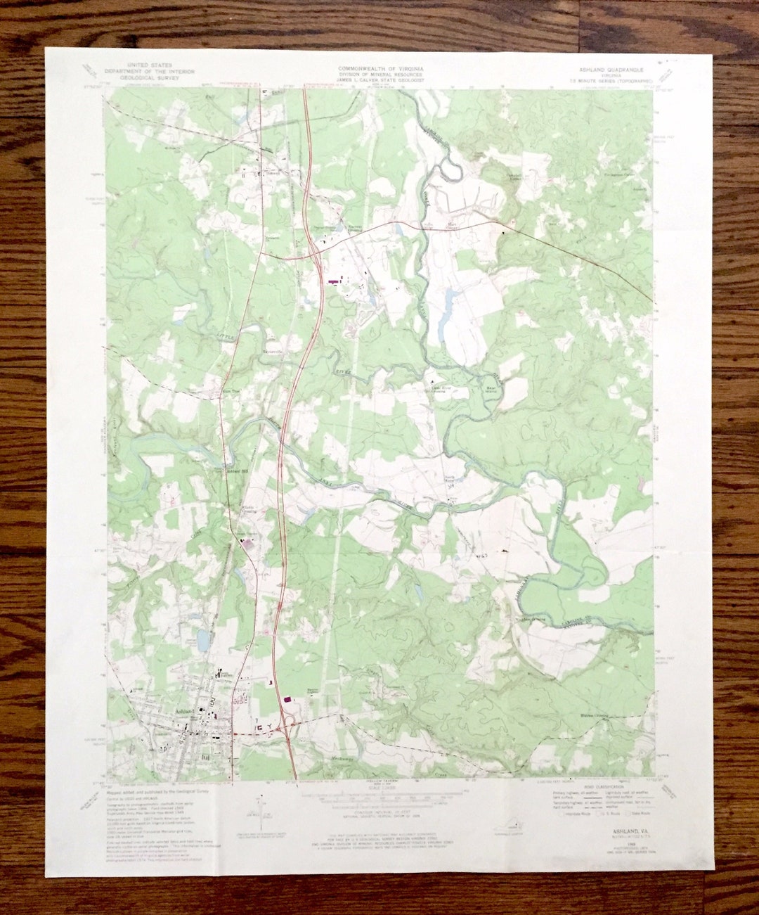 Antique Ashland, Virginia 1969 US Geological Survey Topographic Map ...