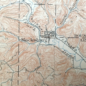 Antique Macksburg, Ohio 1905 US Geological Survey Topographic Map ...