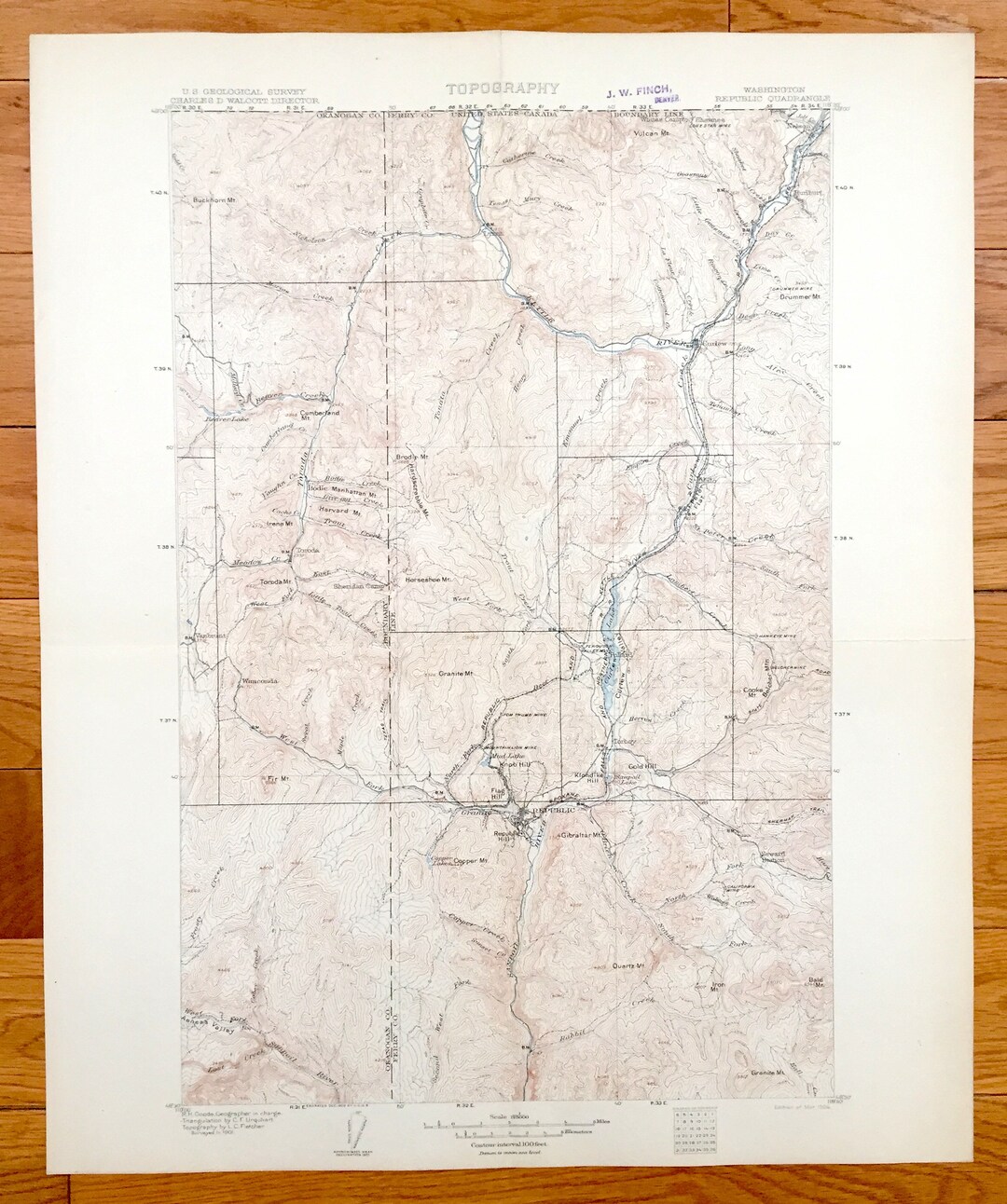 Antique Republic, Washington 1904 US Geological Survey Topographic Map ...