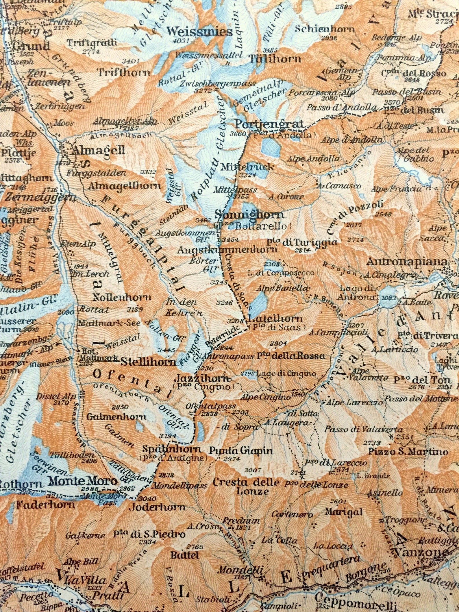 Antique 1913 Domodossola, Italy Map From Baedekers Guide Atlas – Bannio ...