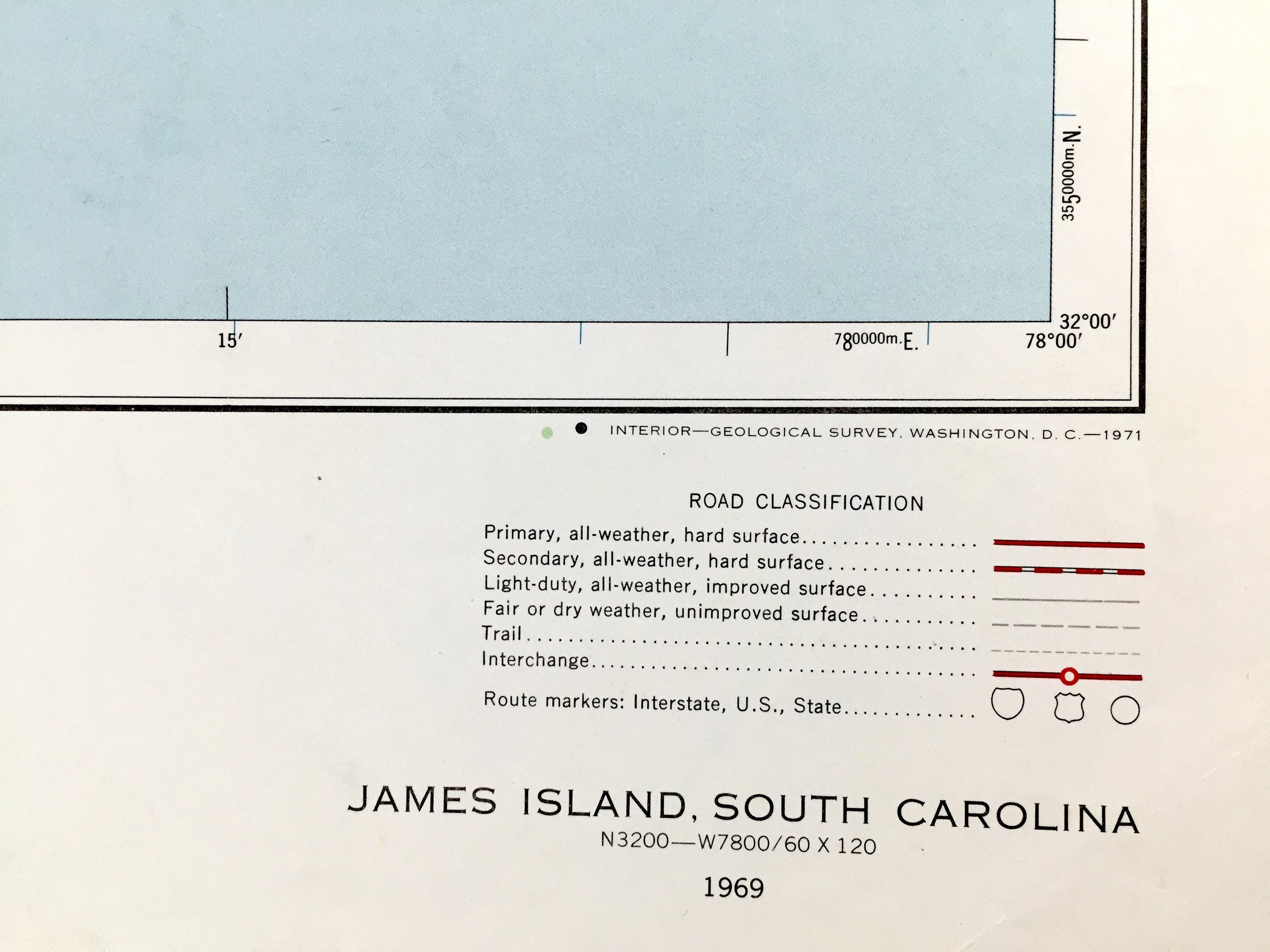 Antique James Island, South Carolina 1969 US Geological Survey ...