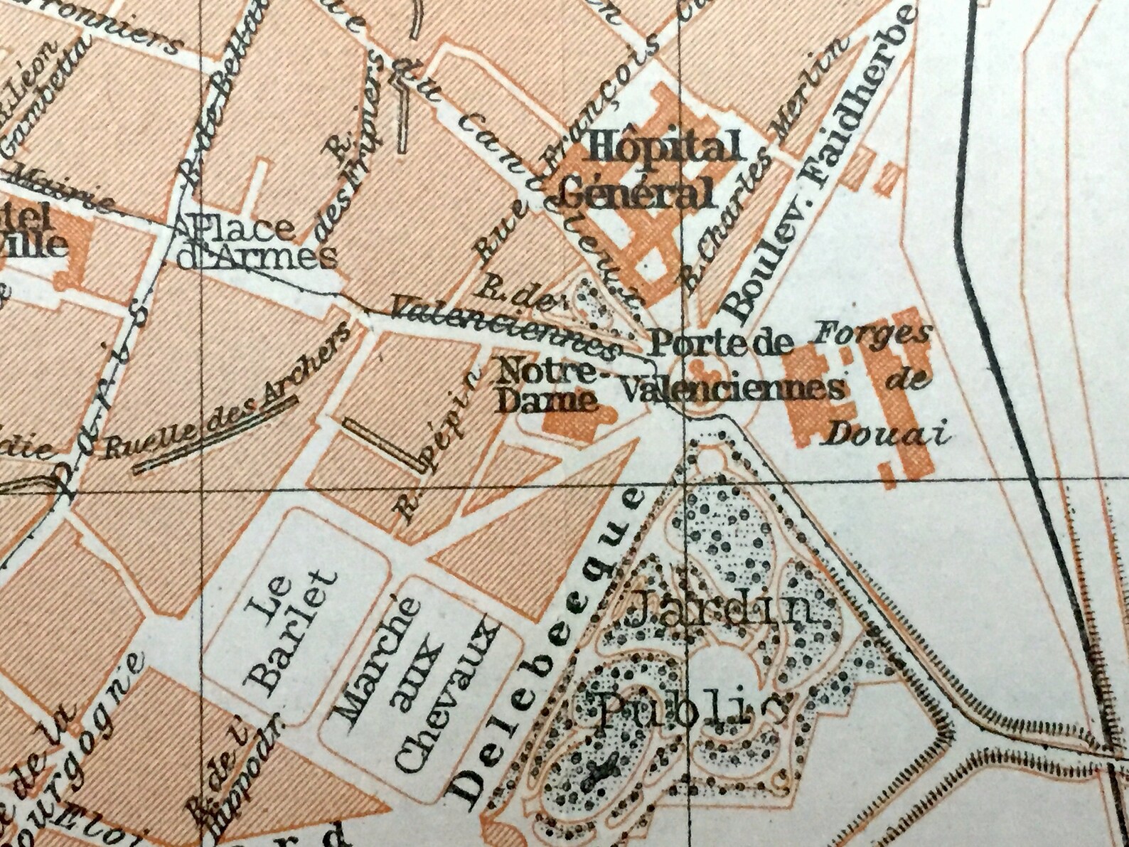 Antique 1909 Douai, France Map From Baedekers Guide Atlas – Scarpe ...