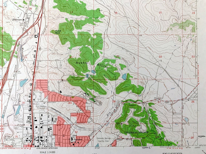 Antique Pikeview, Colorado 1961 US Geological Survey Topographic Map ...