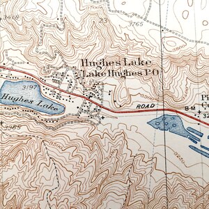 Antique Hughes Lake, California 1937 US Geological Survey Topographic ...