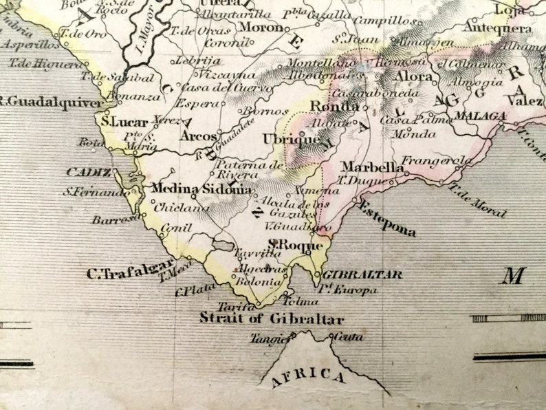 Antique 1848 Spain & Portugal Map From Betts Family Atlas - Etsy