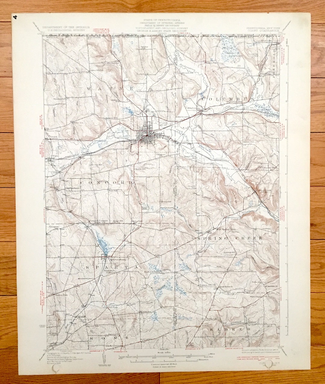 Antique Corry, Pennsylvania 1932 US Geological Survey Topographic Map ...