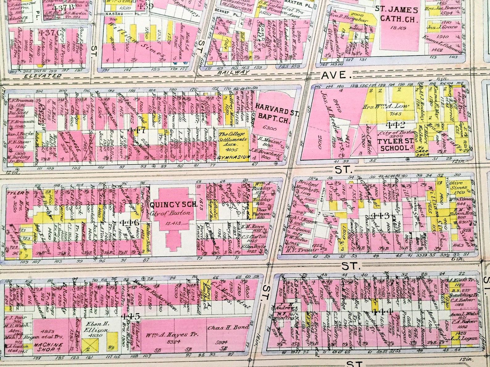 Antique 1908 Shawmut, Boston, Massachusetts Map From G.W. Bromley Atlas ...