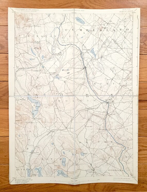 Antique Buxton Maine 1892 US Geological Survey Topographic | Etsy