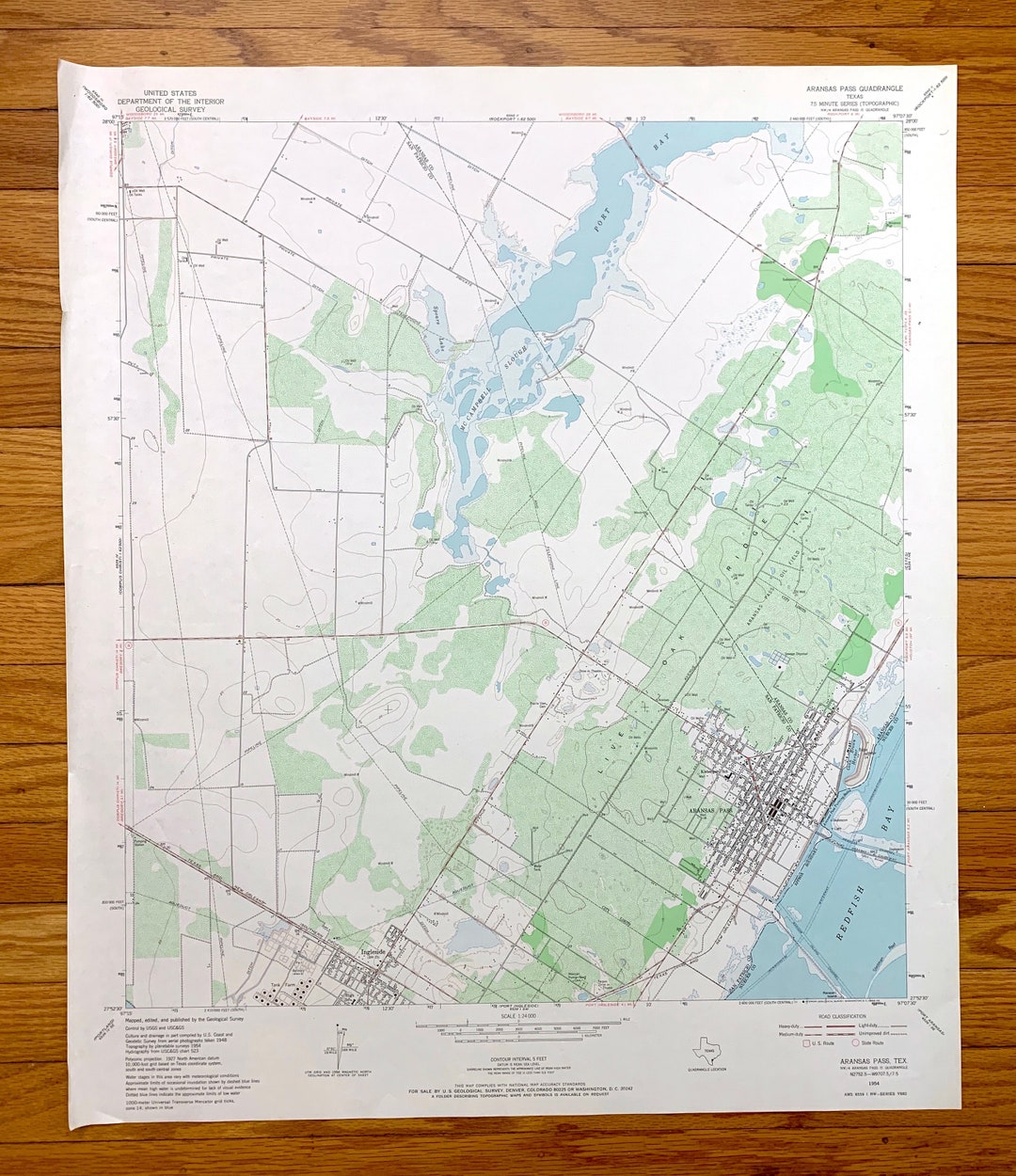 Antique Aransas Pass, Texas 1954 US Geological Survey Topographic Map ...