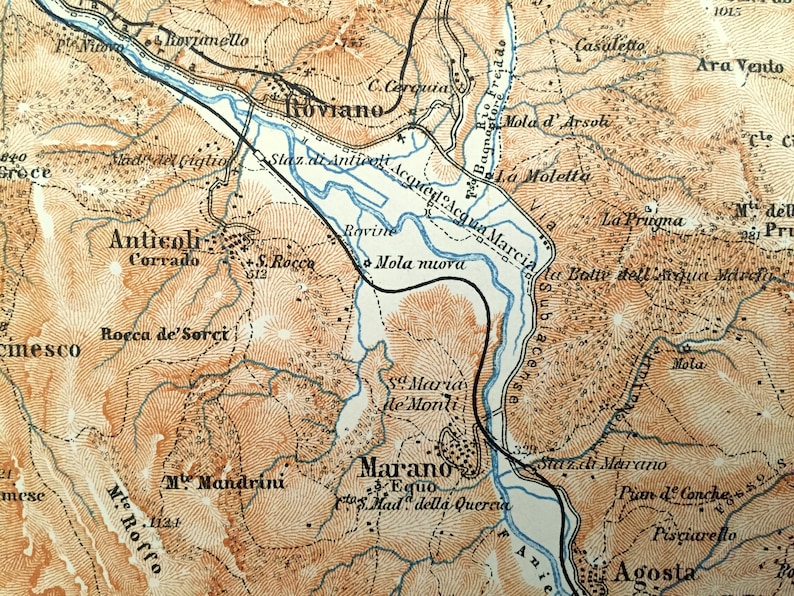 Antique 1904 Subiaco, Italy Map From Baedekers Guide – Rome, Lazio ...