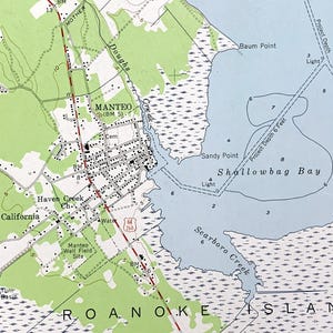Antique Manteo, North Carolina 1953 US Geological Survey Topographic ...
