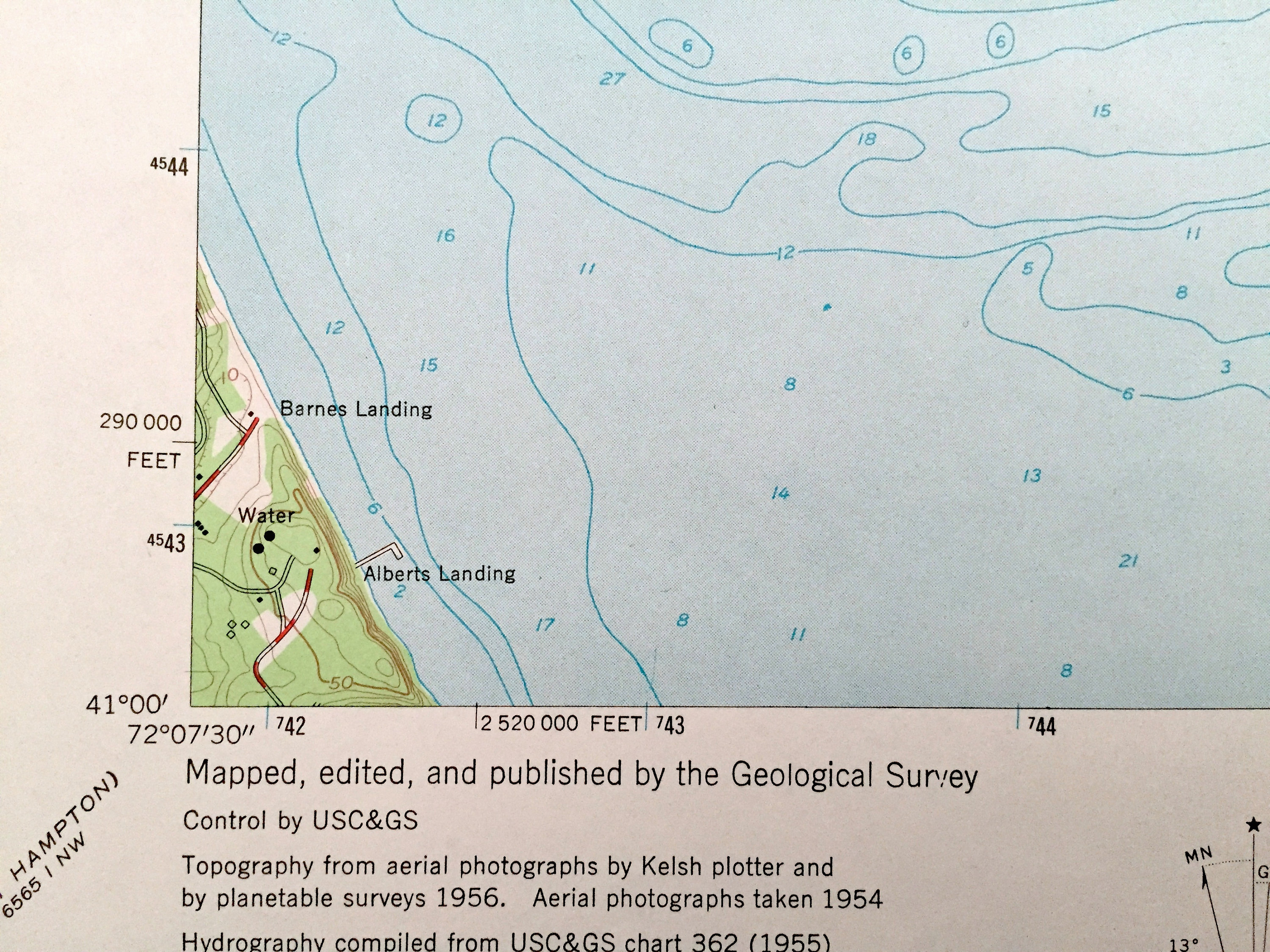 Antique Gardiners Island East, New York 1956 US Geological Survey ...