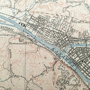 Antique Charleston, West Virginia 1909 US Geological Survey Topographic ...