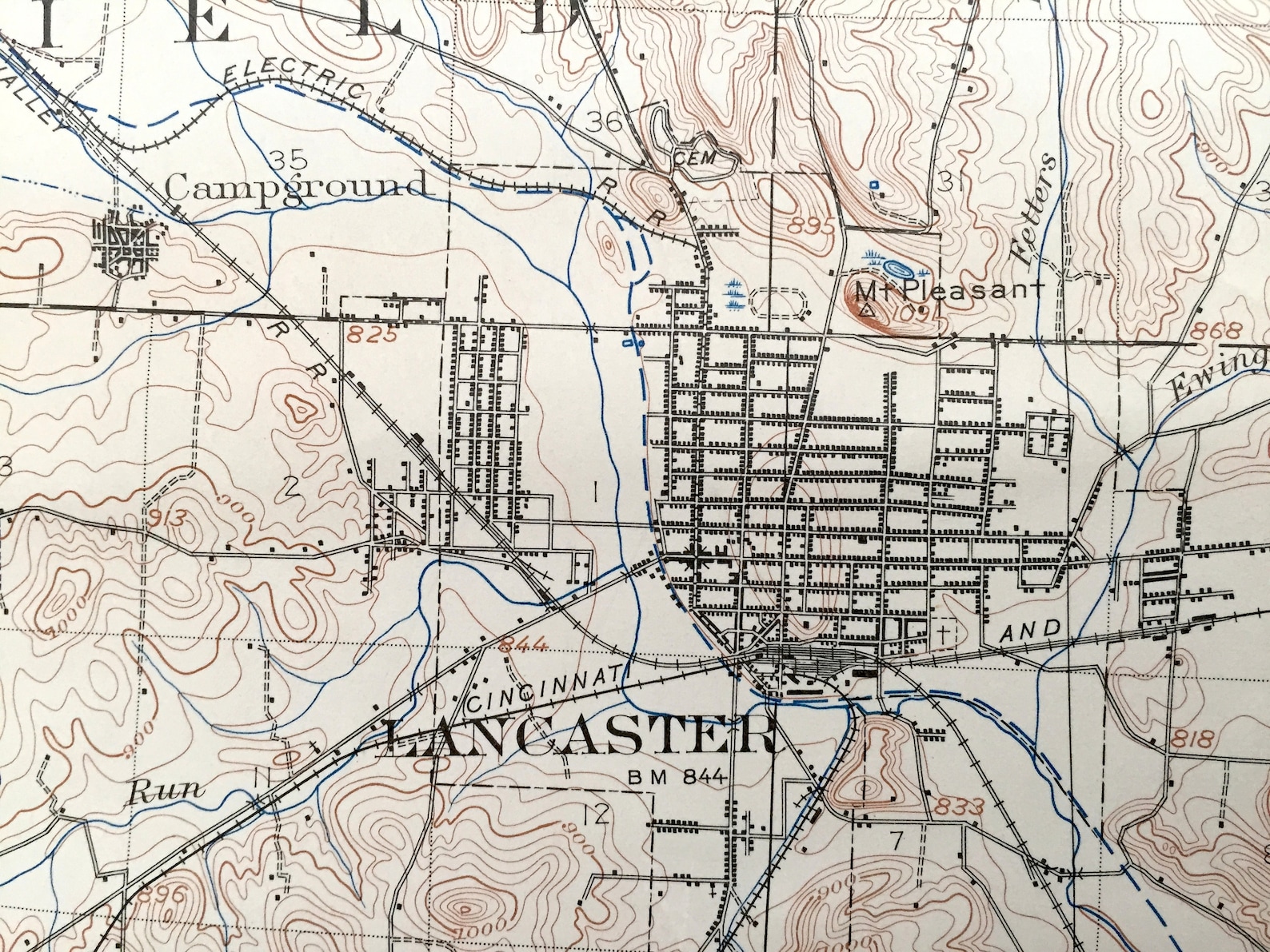 Antique Lancaster Ohio 1907 US Geological Survey Topographic - Etsy España