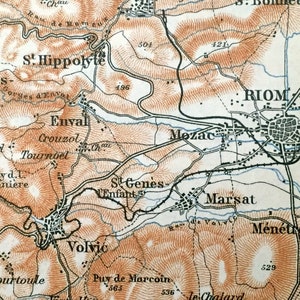 Antique 1914 Clermont, France Map From Baedekers Guide Atlas ...