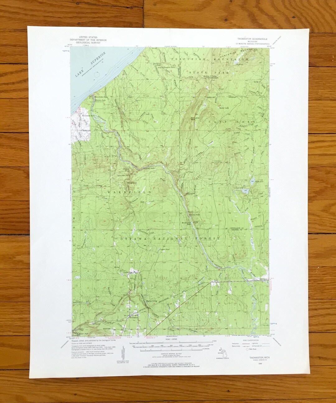 Antique Thomaston, Michigan 1956 US Geological Topographic Map ...