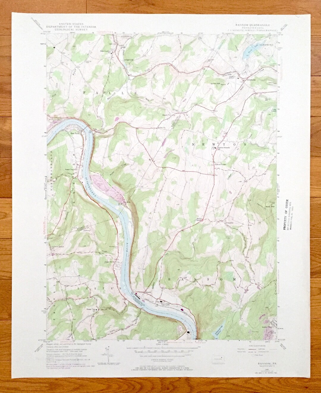 Antique Ransom, Pennsylvania 1946 US Geological Survey Topographic Map ...