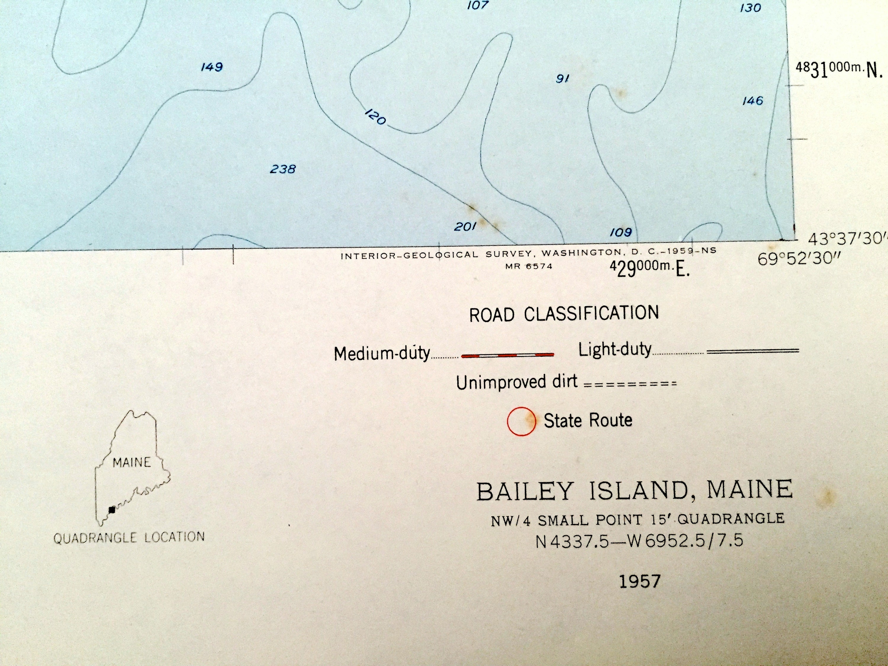 Antique Bailey Island Maine 1957 US Geological Survey - Etsy UK