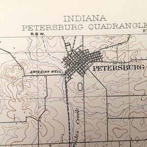Antique Petersburg, Indiana 1903 US Geological Survey Topographic Map ...