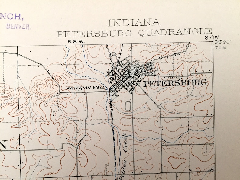 Antique Petersburg, Indiana 1903 US Geological Survey Topographic Map ...