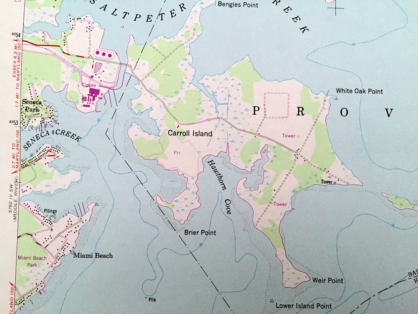 Antique Gunpowder Neck Maryland 1949 US Geological Survey | Etsy