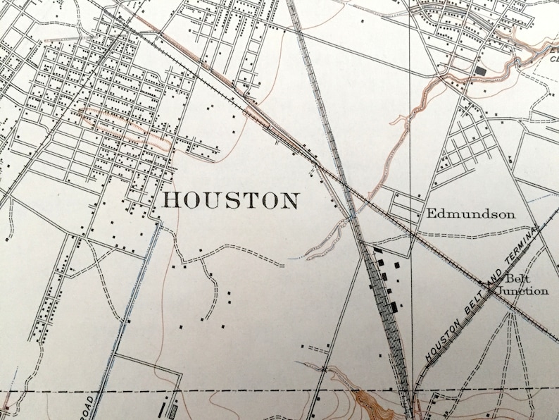Antique Houston, Texas 1922 US Geological Survey Topographic Map ...