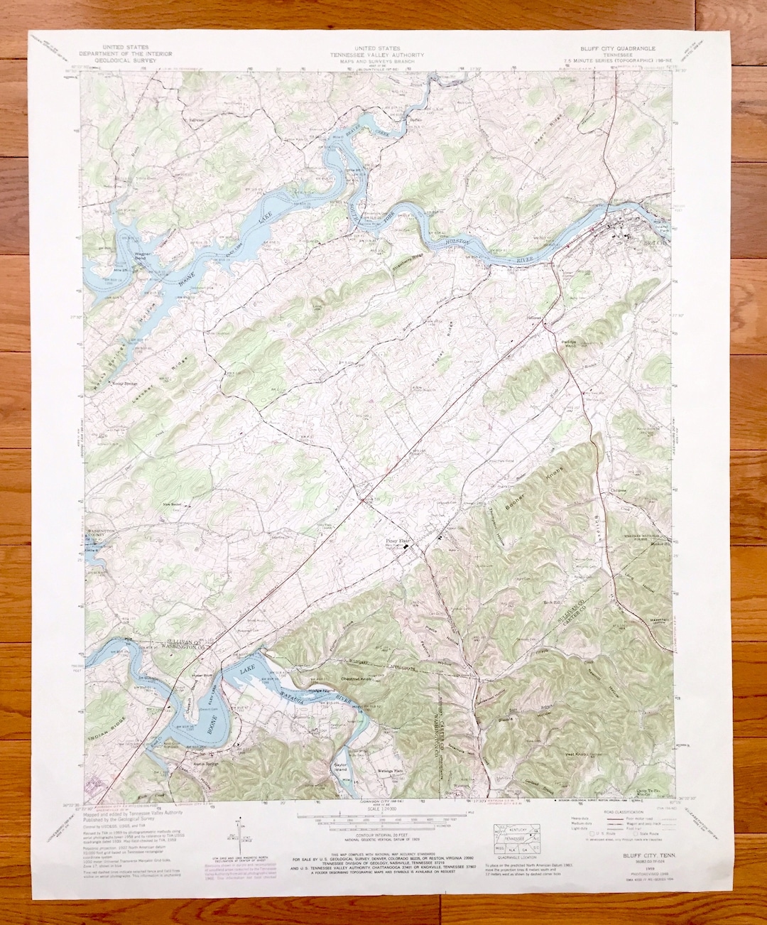 Antique Bluff City, Tennessee 1959 US Geological Survey Topographic Map ...