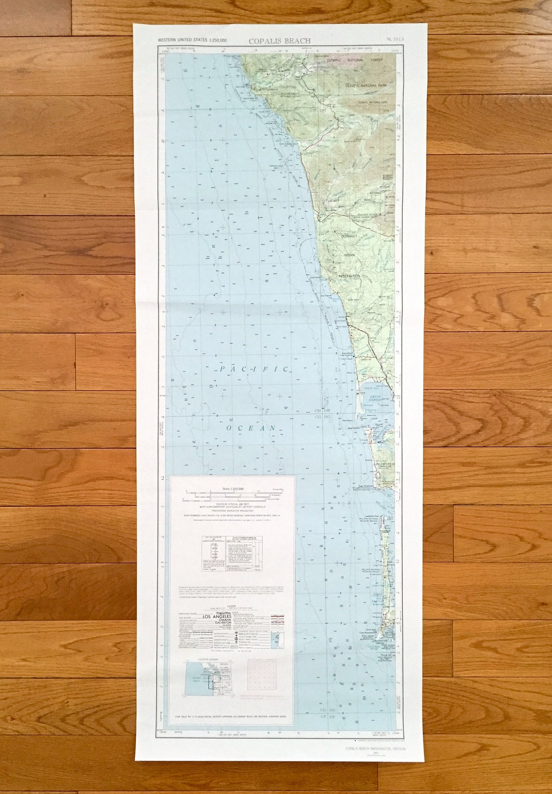 Antique Copalis Beach, Washington 1957 US Geological Survey Topographic ...