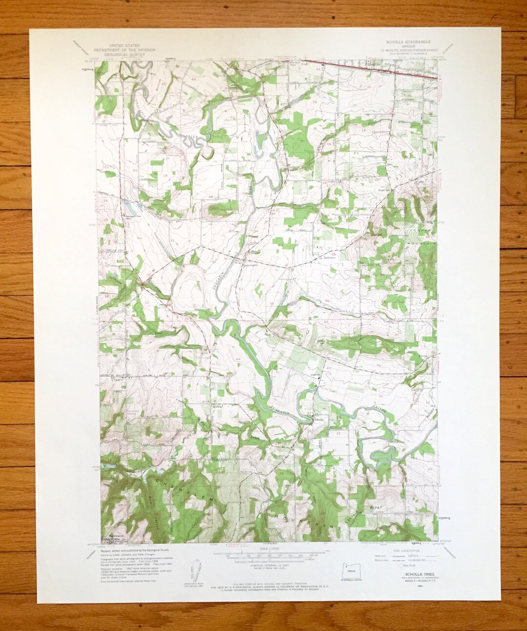 Antique Scholls, Oregon 1961 US Geological Survey Topographic Map ...