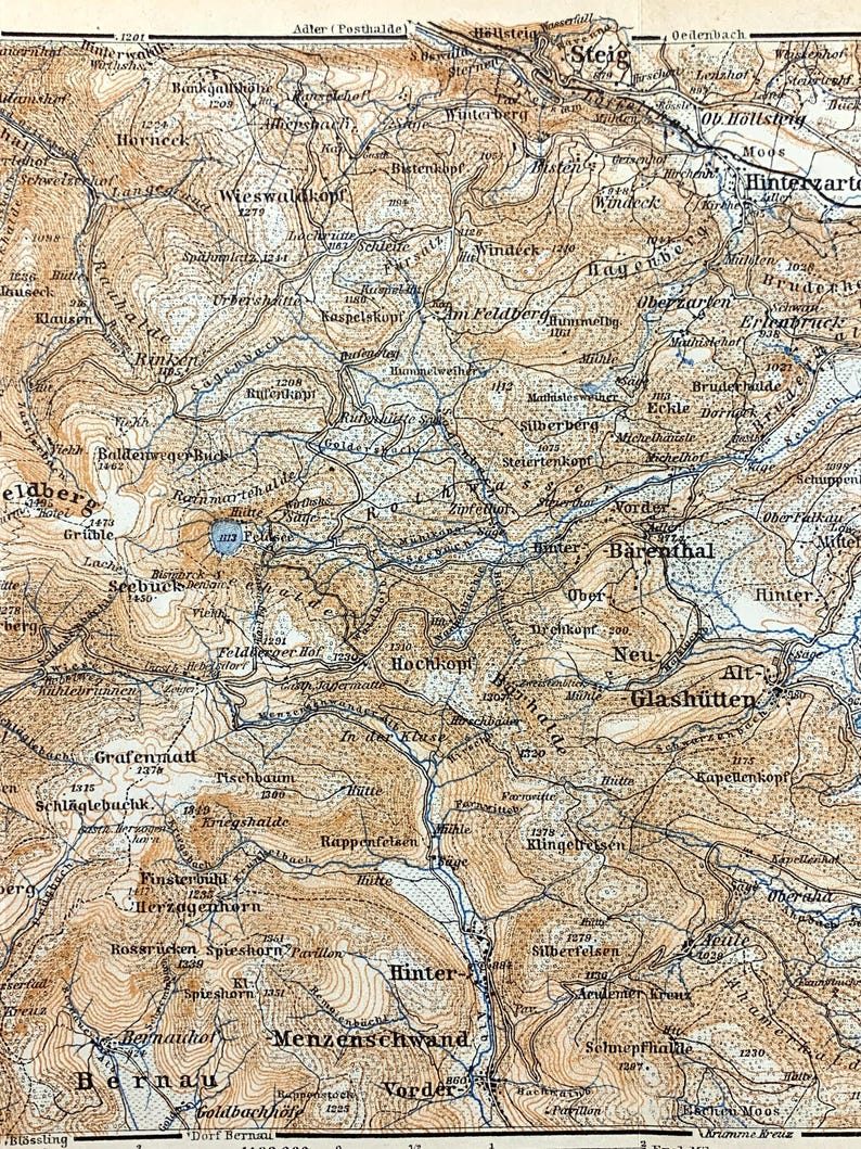 Antique 1911 Todtnau, Germany Map From Baedekers Guide Atlas – Baden ...