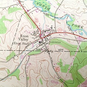 Antique New Galilee, Pennsylvania 1957 US Geological Survey Topographic ...