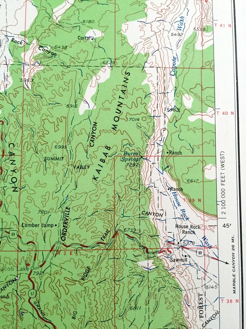 Antique Grand Canyon, Arizona 1960 US Geological Survey Topographic Map ...