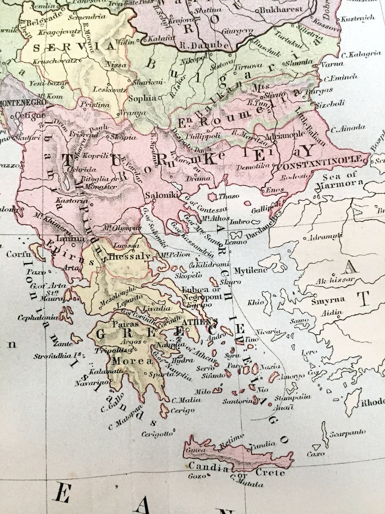 Antique 1888 Europe Map From A & C Black's World Atlas – England ...