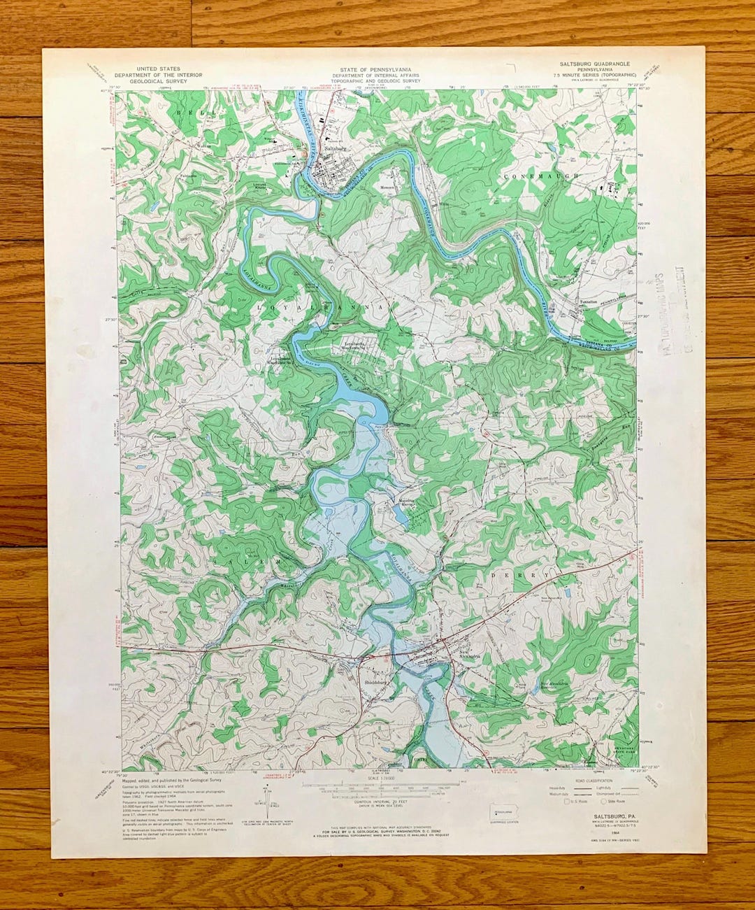 Antique Saltsburg, Pennsylvania 1964 US Geological Survey Topographic ...