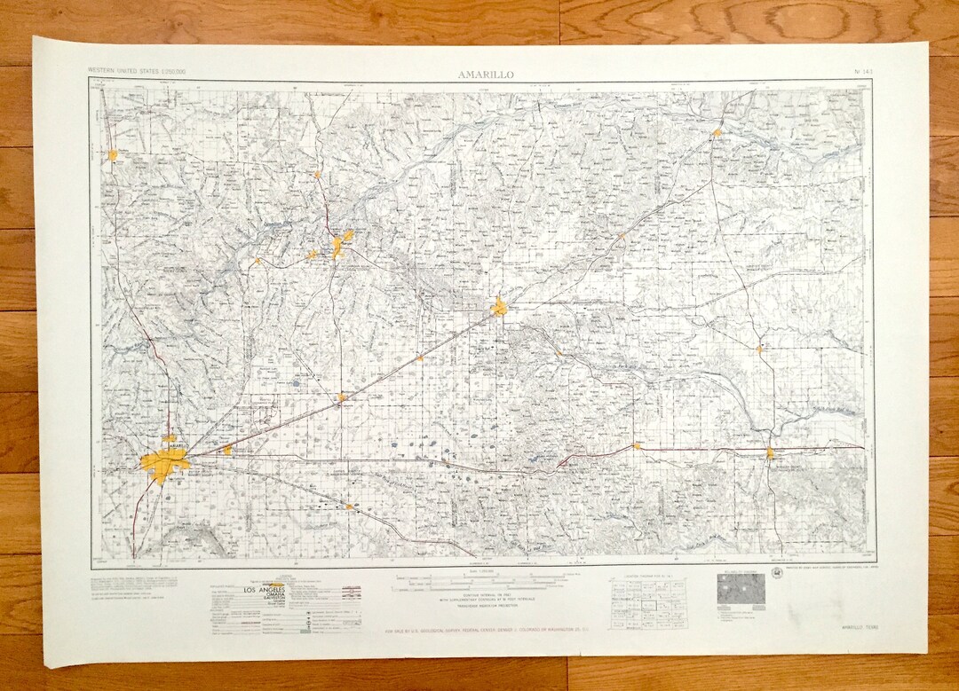 Antique Amarillo, Texas 1955 US Geological Survey Topographic Map ...