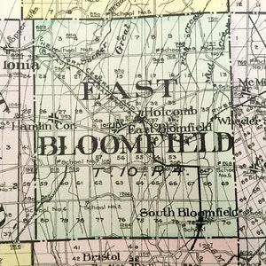 Antique Ontario County, New York 1911 New Century Atlas Map ...