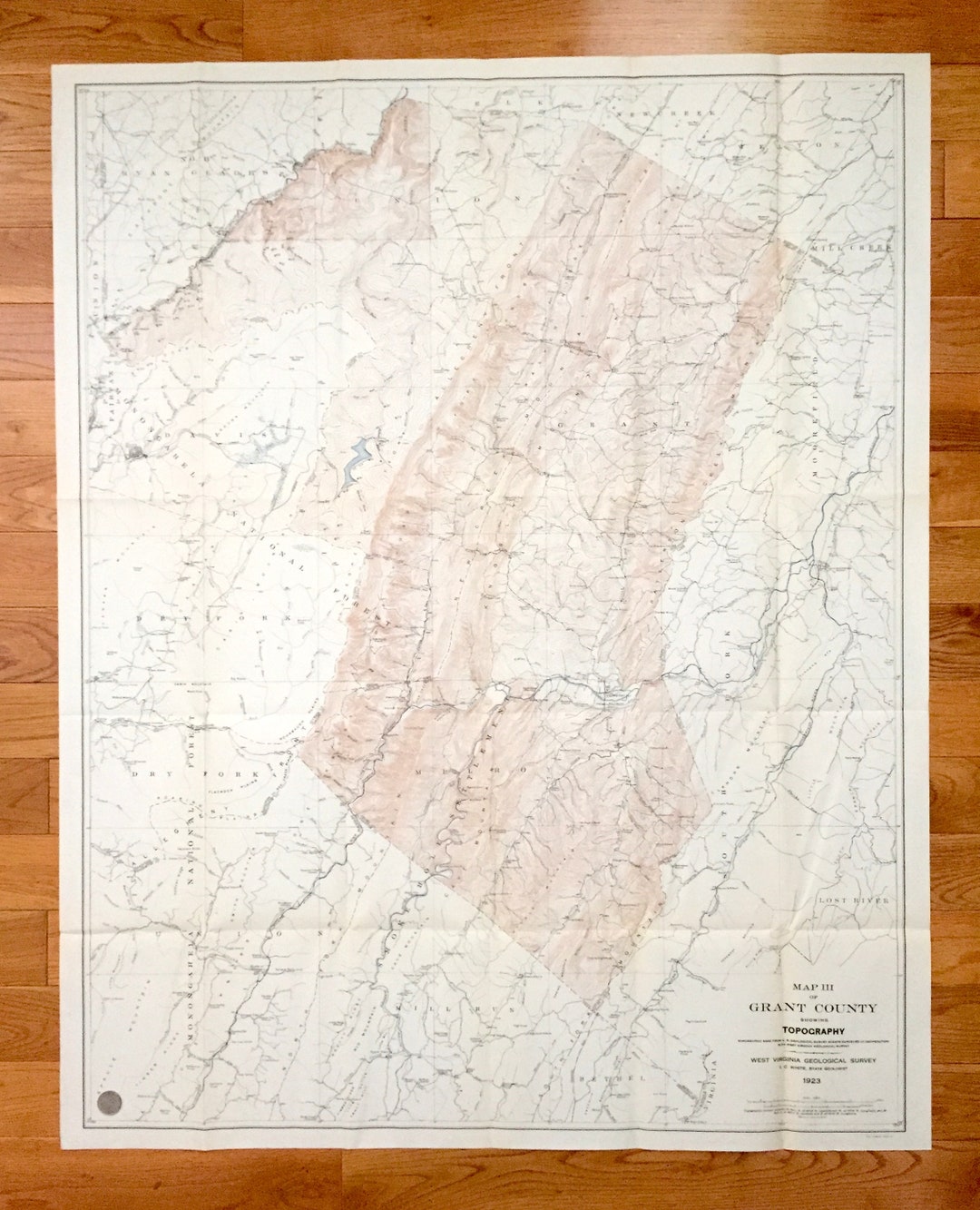 Antique Grant County, West Virginia 1923 Geological Survey Map ...