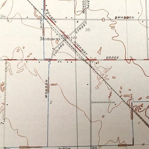Antique Monson, California 1927 US Geological Survey Topographic Map ...