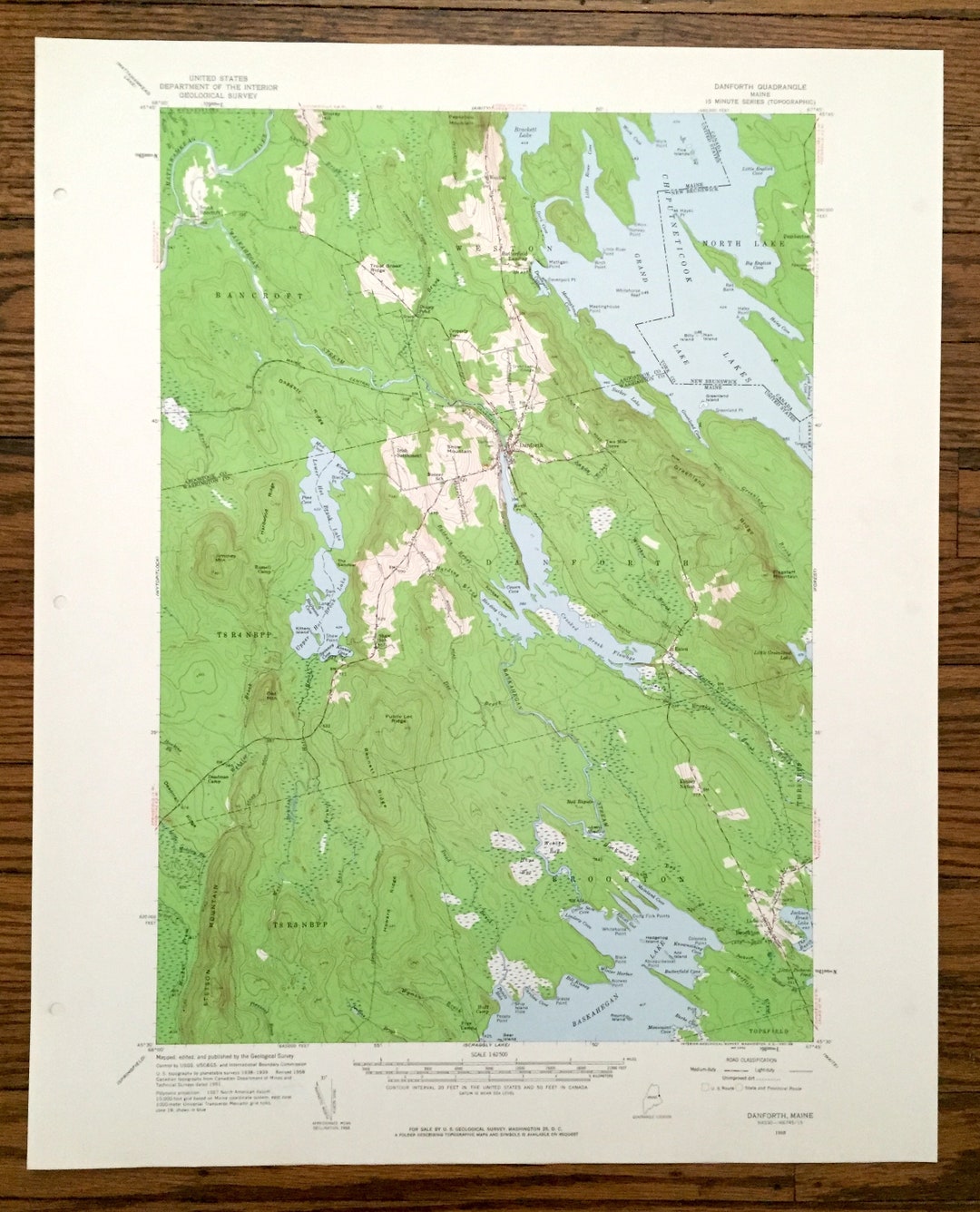 Antique Danforth, Maine 1958 US Geological Survey Topographic Map ...