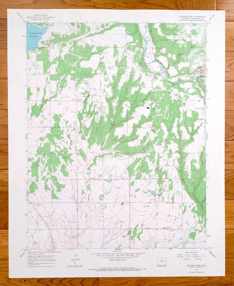 Antique Dolores West, Colorado 1965 US Geological Survey Topographic ...