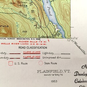 Antique Plainfield, Vermont 1953 US Geological Survey Topographic Map ...