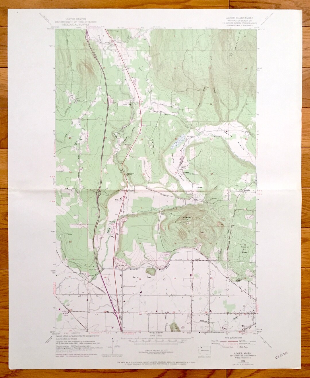 Antique Alger, Washington 1952 US Geological Survey Topographic Map ...