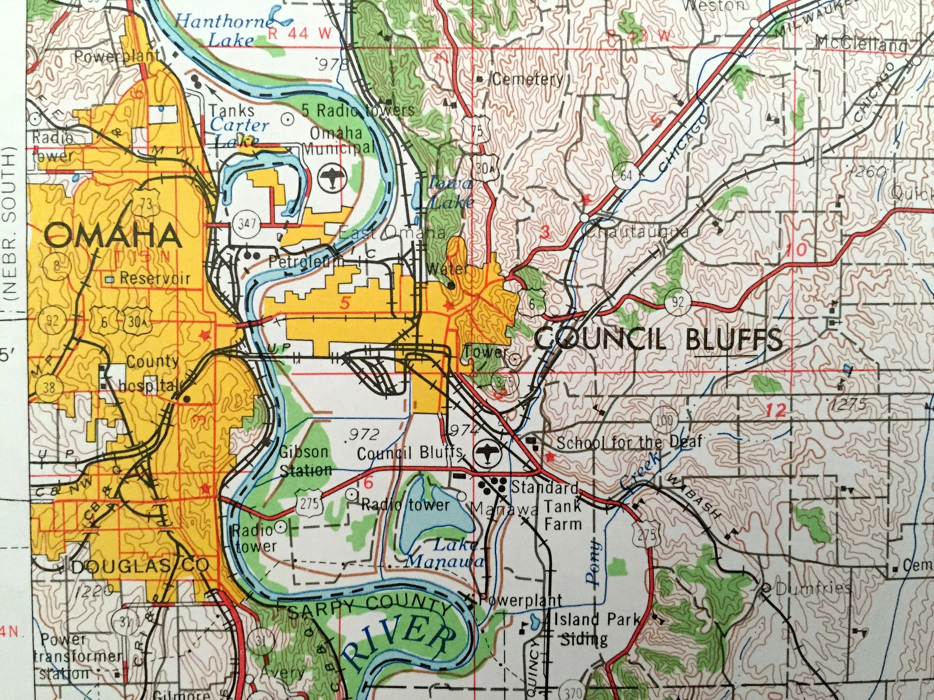 Antique Omaha, Nebraska 1958 US Geological Survey Topographic Map ...
