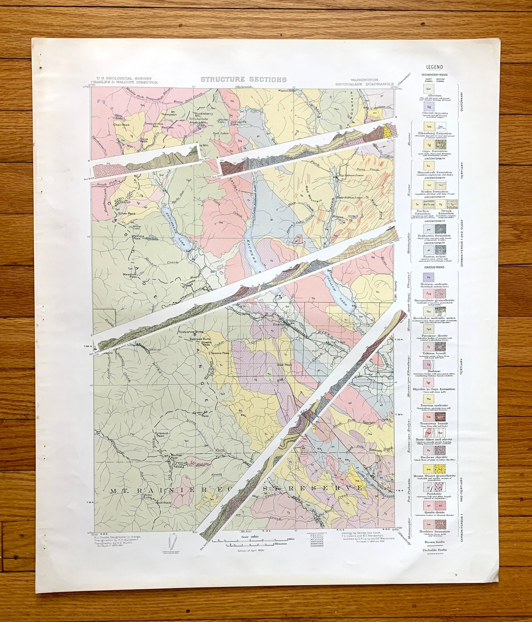 Antique Snoqualmie, Washington 1906 US Geological Survey Topographic ...