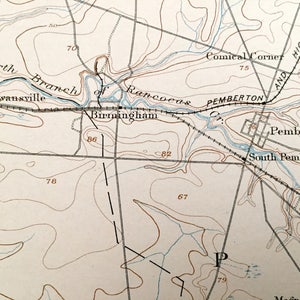 Antique Pemberton, New Jersey 1898 US Geological Survey Topographic Map ...
