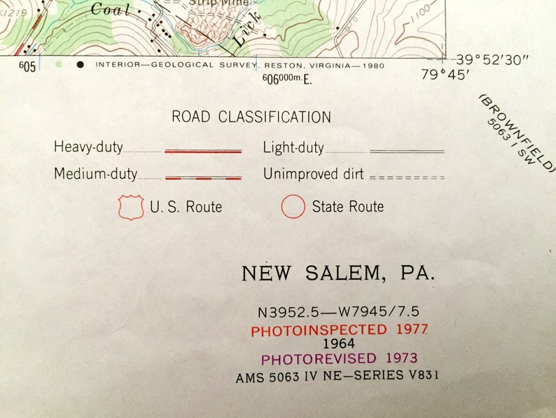 Antique New Salem Pennsylvania 1964 US Geological Survey | Etsy