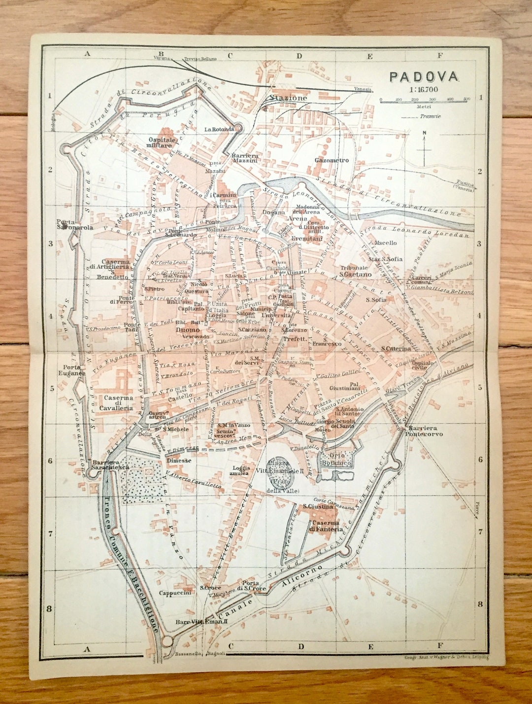 Antique 1904 Padua, Italy Map From Baedekers Guide – Padova, Veneto ...
